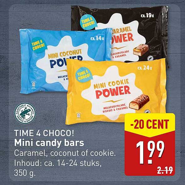 Time 4 Choco! Mini Candy Bars aanbieding bij ALDI