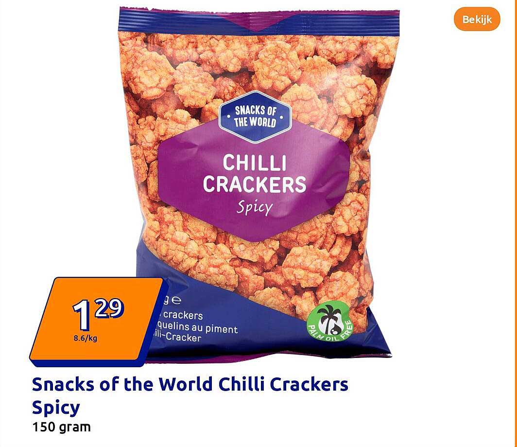 Snacks Of The World Chilli Crackers Spicy aanbieding bij Action