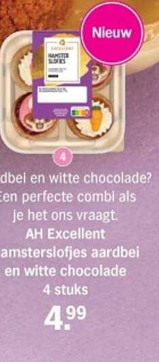 Ah Excellent Hamsterslofjes Aardbei En Witte Chocolade 4 Stuks ...