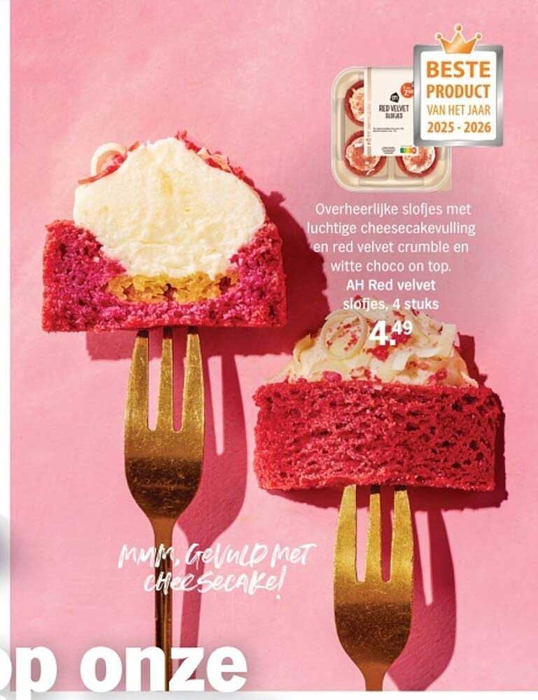 Ah Red Velvet Slofjes, 4 Stuks Aanbieding bij Albert Heijn - FolderFeest.nl