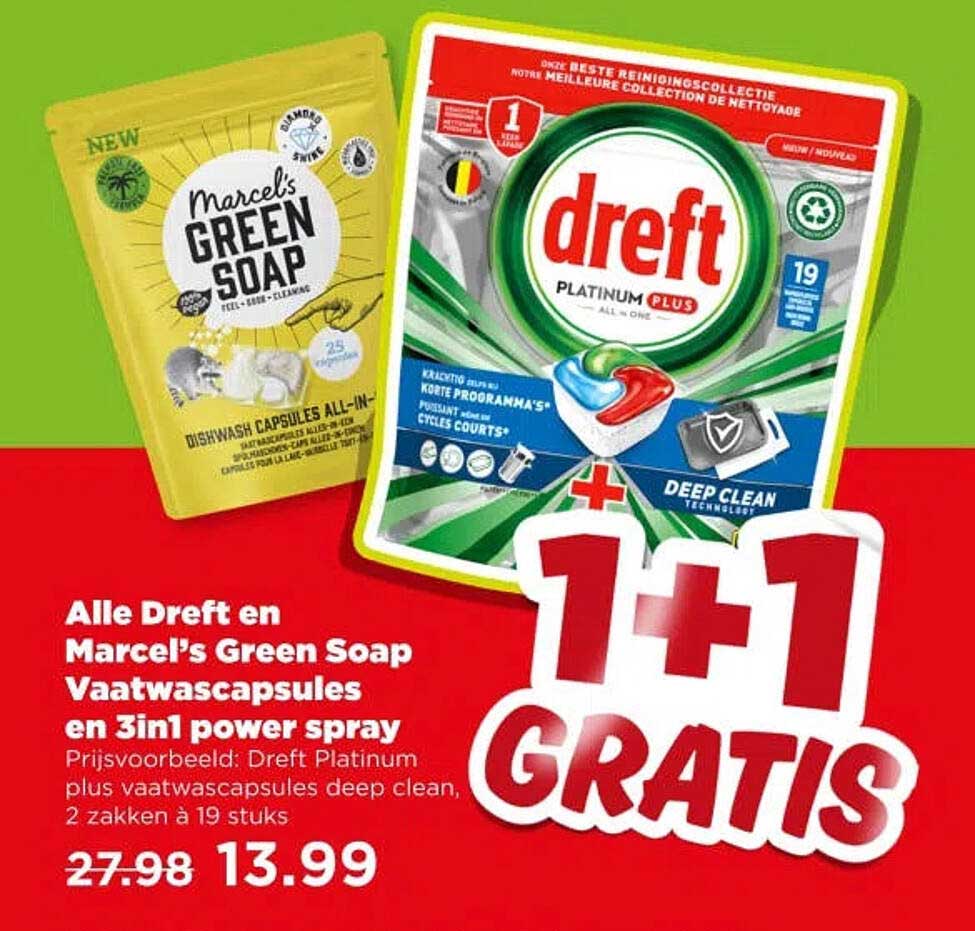 Alle Dreft En Marcel's Green Soap Vaatwascapsules En 3In1 Power Spray ...