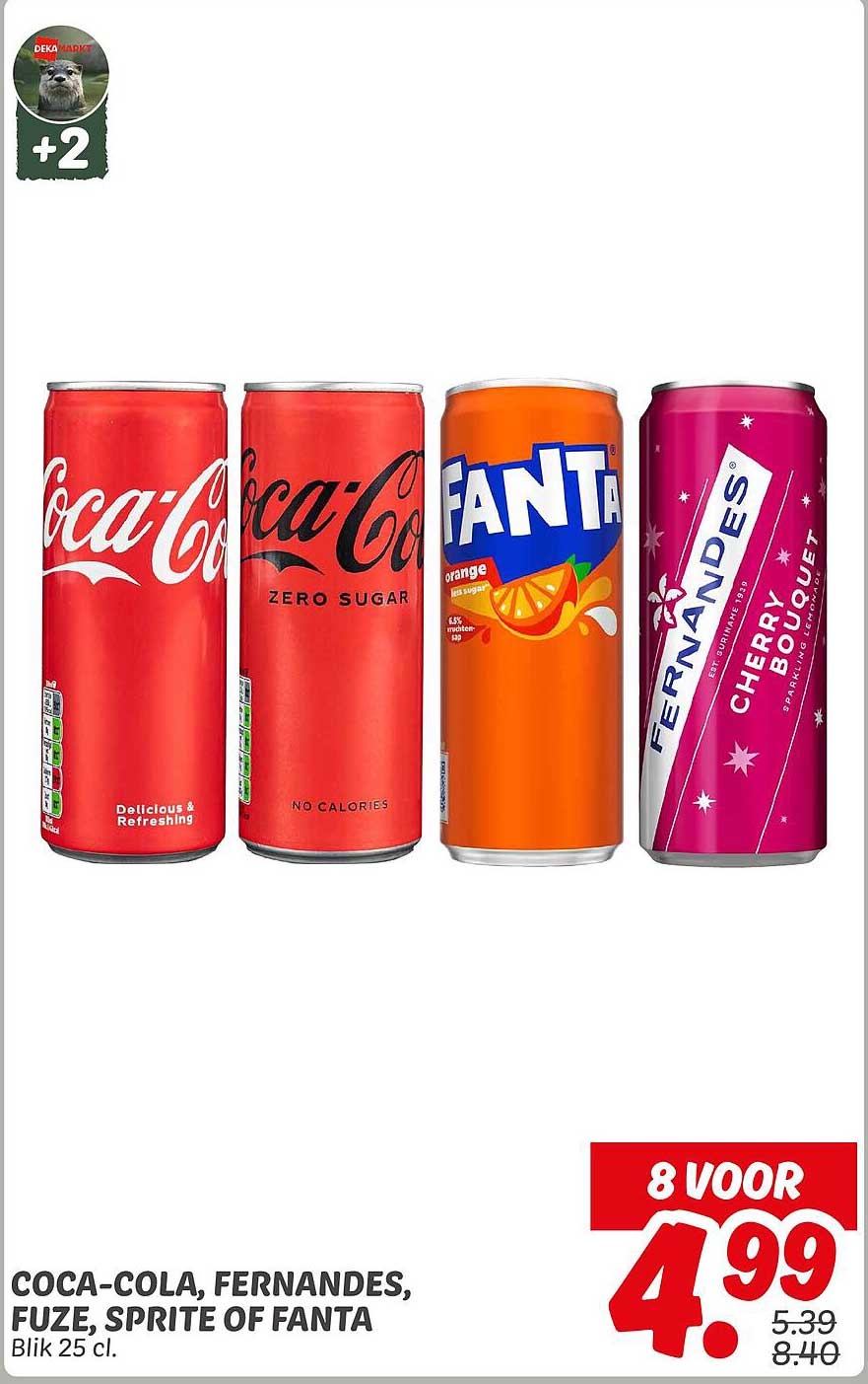 Coca-Cola, Fernandes, Fuze, Sprite Of Fanta Blik 25 Cl. Aanbieding bij ...