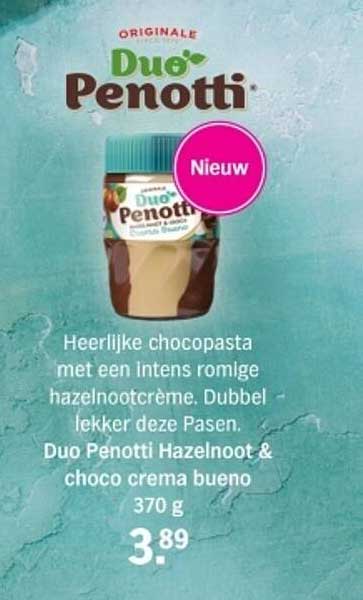 Duo Penotti Hazelnoot & Choco Crema Bueno Aanbieding bij Albert Heijn ...
