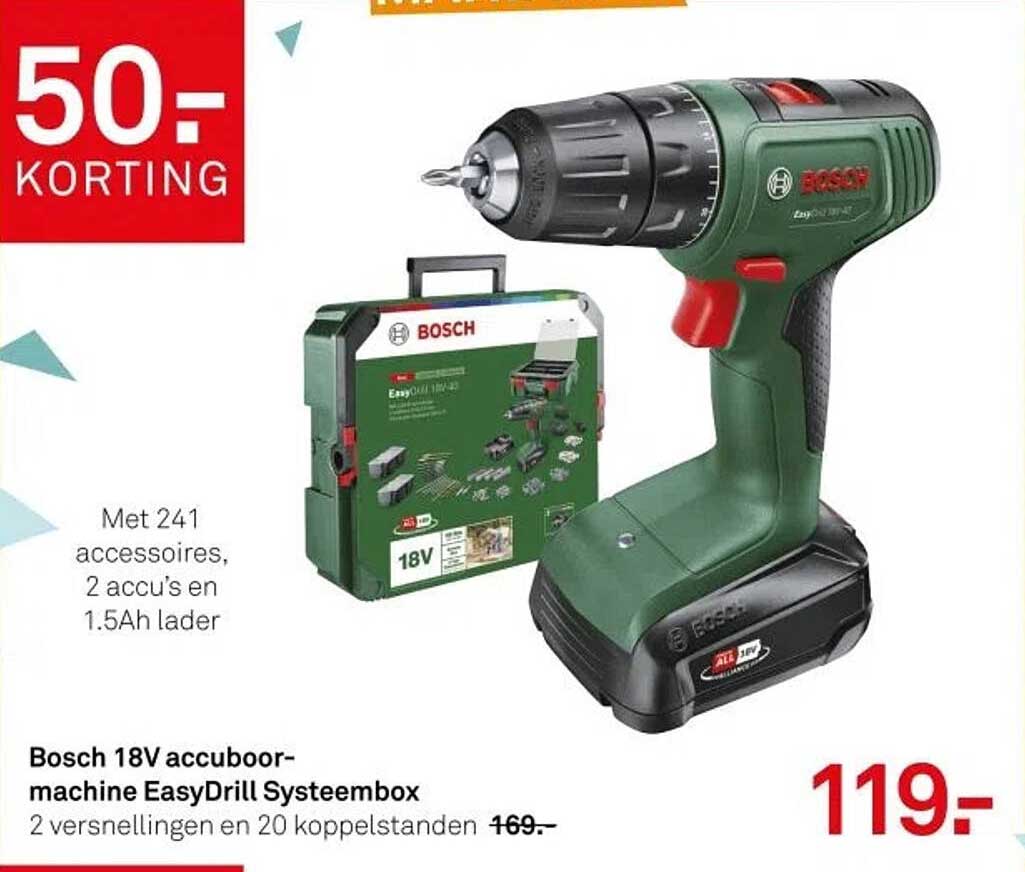 Bosch 18V Accuboormachine Easydrill Systeembox aanbieding bij Karwei