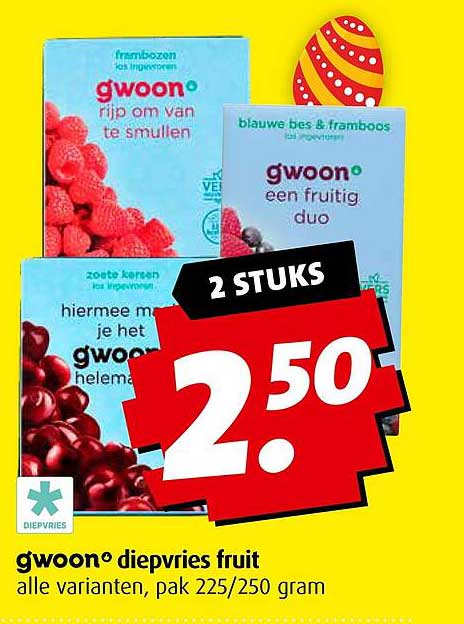 Gwoon Diepvriess Fruit 2 Stuks aanbieding bij Boni