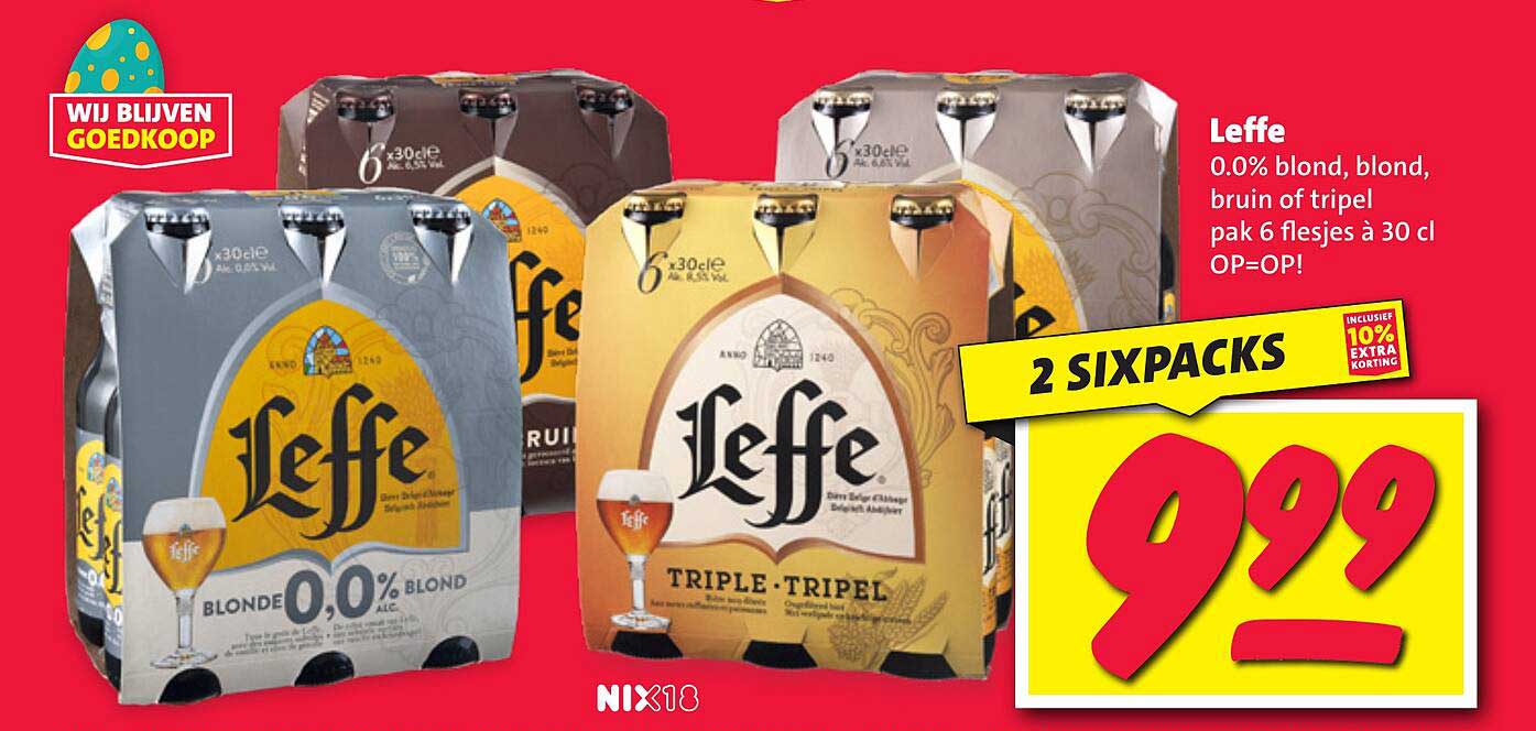 Leffe 0.0% Blond, Blond, Bruin Of Tripel Pak 6 Flesjes À 30 Cl ...