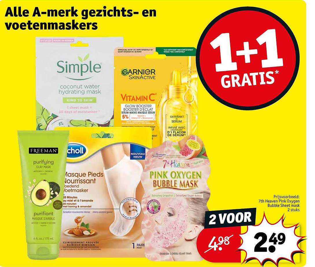 Alle A-Merk Gezichts- En Voetenmaskers aanbieding bij Kruidvat