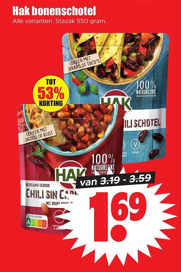 Hak Bonenschotel aanbieding bij Dirk