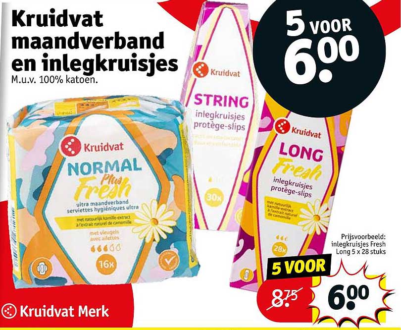 Kruidvat Maandverband En Inlegkruisjes Aanbieding bij Kruidvat ...