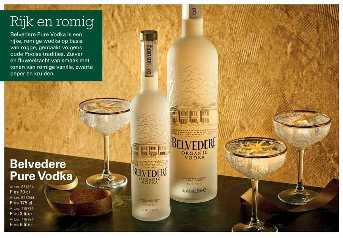 Belvedere Pure Vodka Aanbieding bij Sligro - FolderFeest.nl