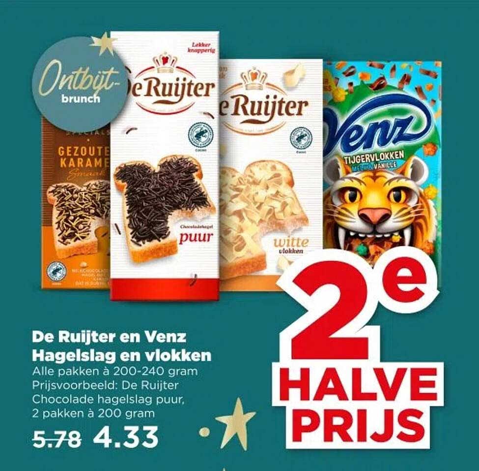 De Ruijter En Venz Hagelslag En Vlokken Aanbieding bij PLUS ...