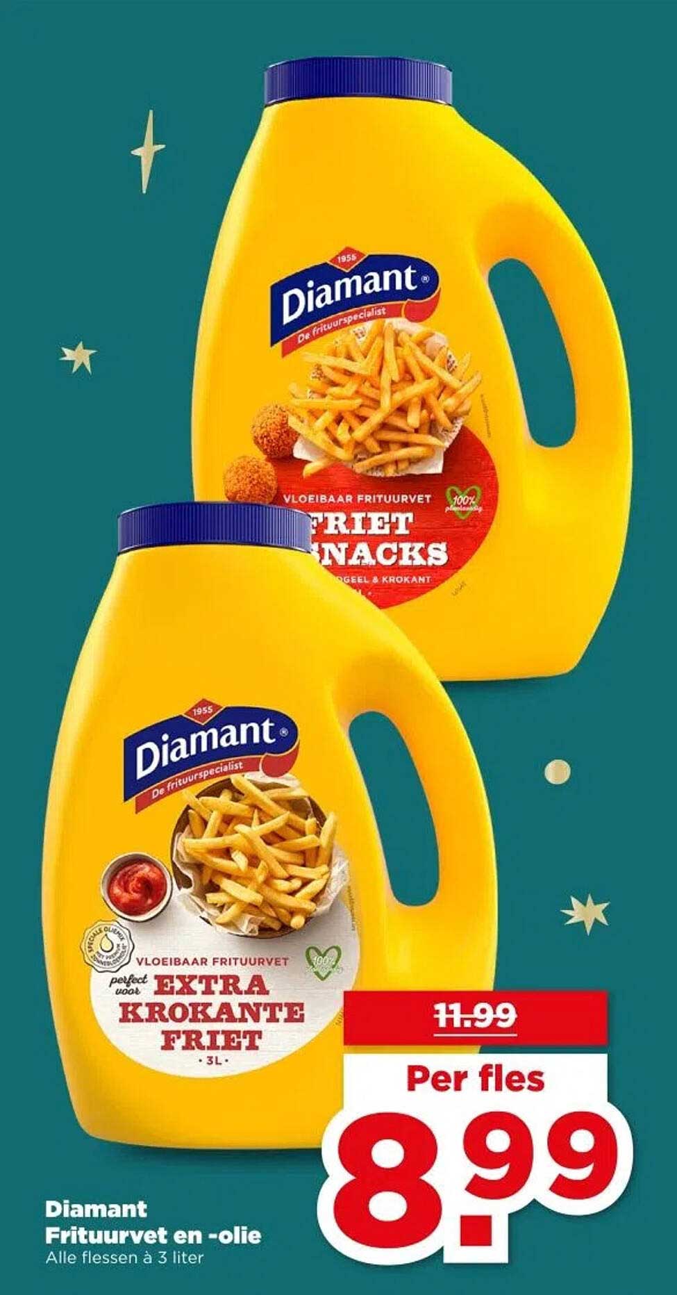 Diamant Frituurvet En -Olie 3 Liter Aanbieding bij PLUS - FolderFeest.nl