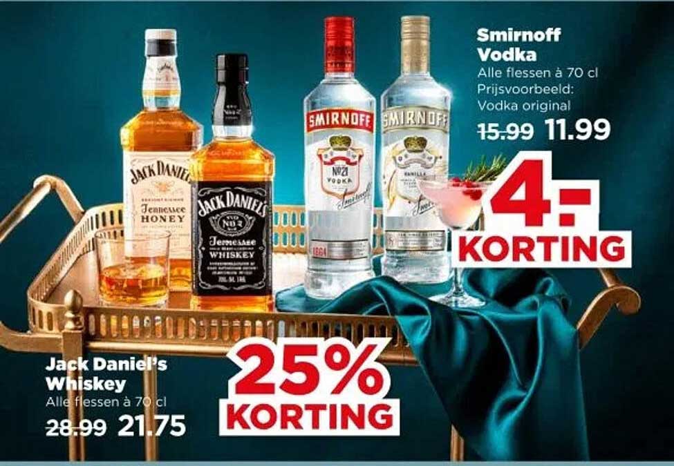 Jack Daniel's Whiskey En Smirnoff Vodka Aanbieding bij PLUS ...