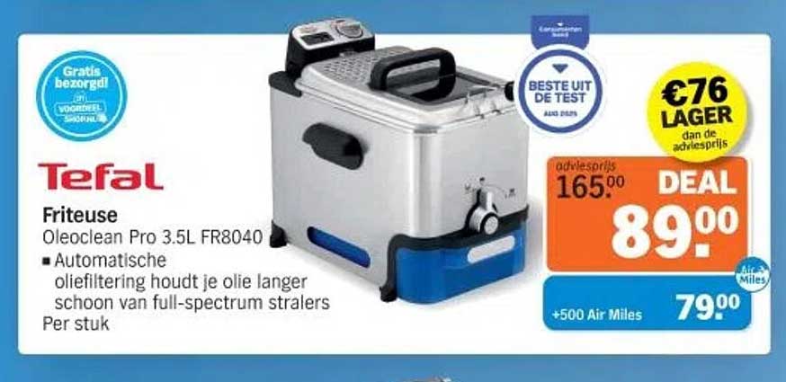 Tefal Oleoclean Pro 3.5L Fr8040 Friteuse Aanbieding bij Albert Heijn ...