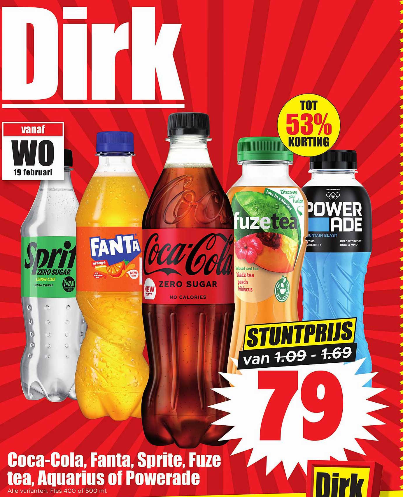 Coca-Cola, Fanta, Sprite Of Fuze Tea aanbieding bij Dirk
