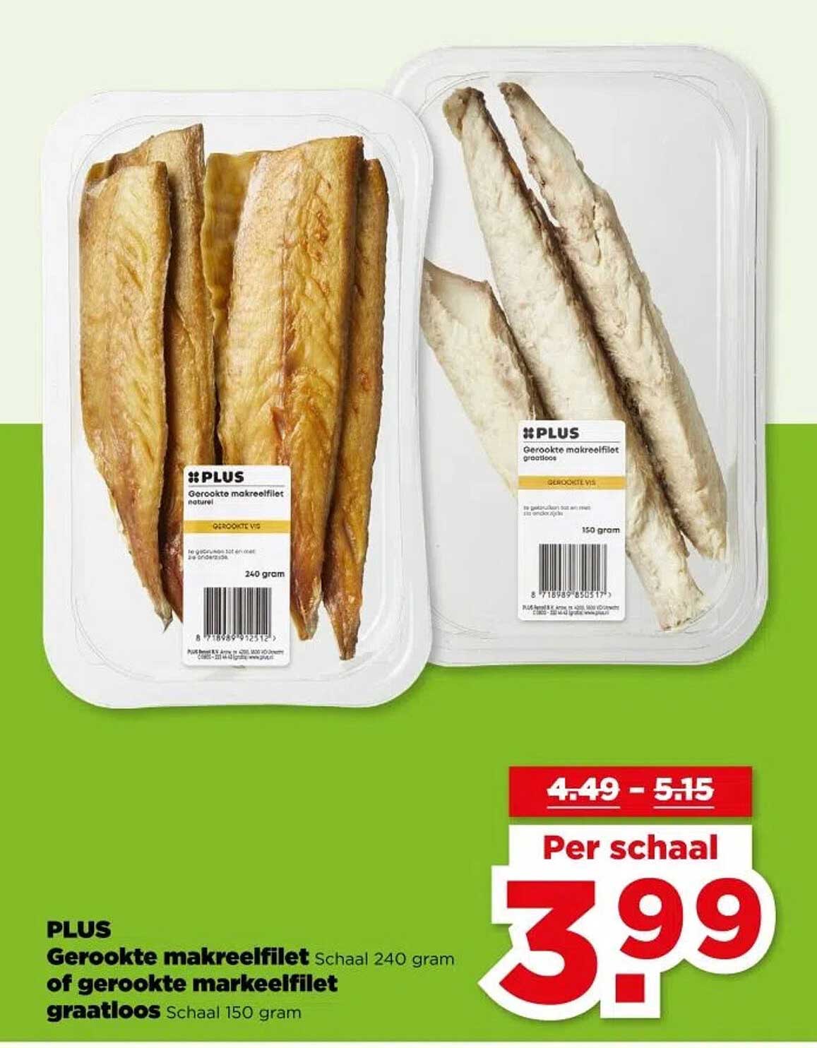 Plus Gerookte Makreelfilet aanbieding bij PLUS