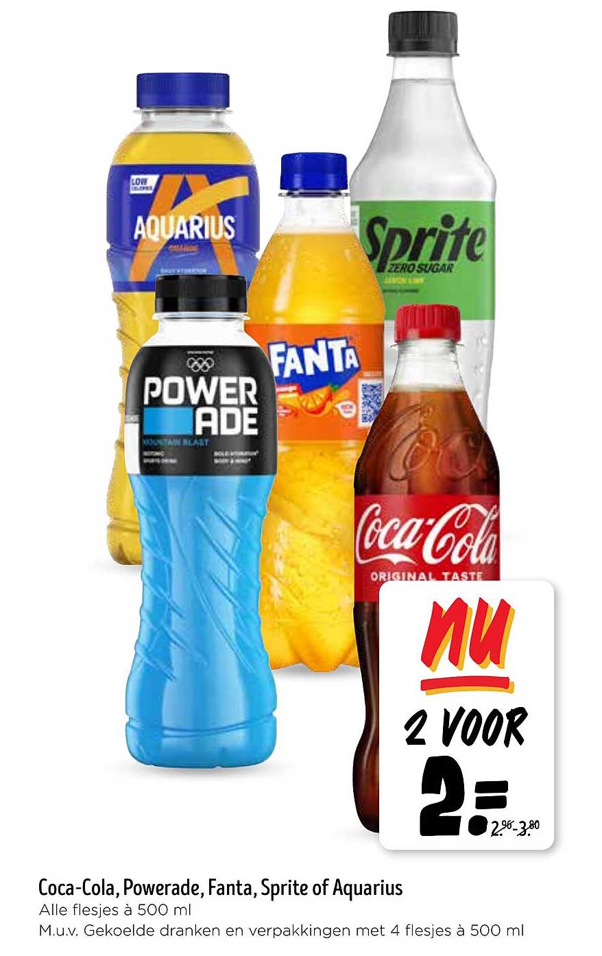 Coca-Cola, Powerade, Fanta, Sprite Of Aquarius aanbieding bij Jumbo