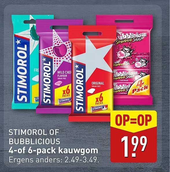 Stimorol Of Bubblicious 4-Of 6-Pack Kauwgom Aanbieding bij ALDI ...