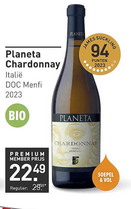 Planeta Chardonnay Italië Doc Menfi 2023 Bio Aanbieding bij Gall & Gall ...