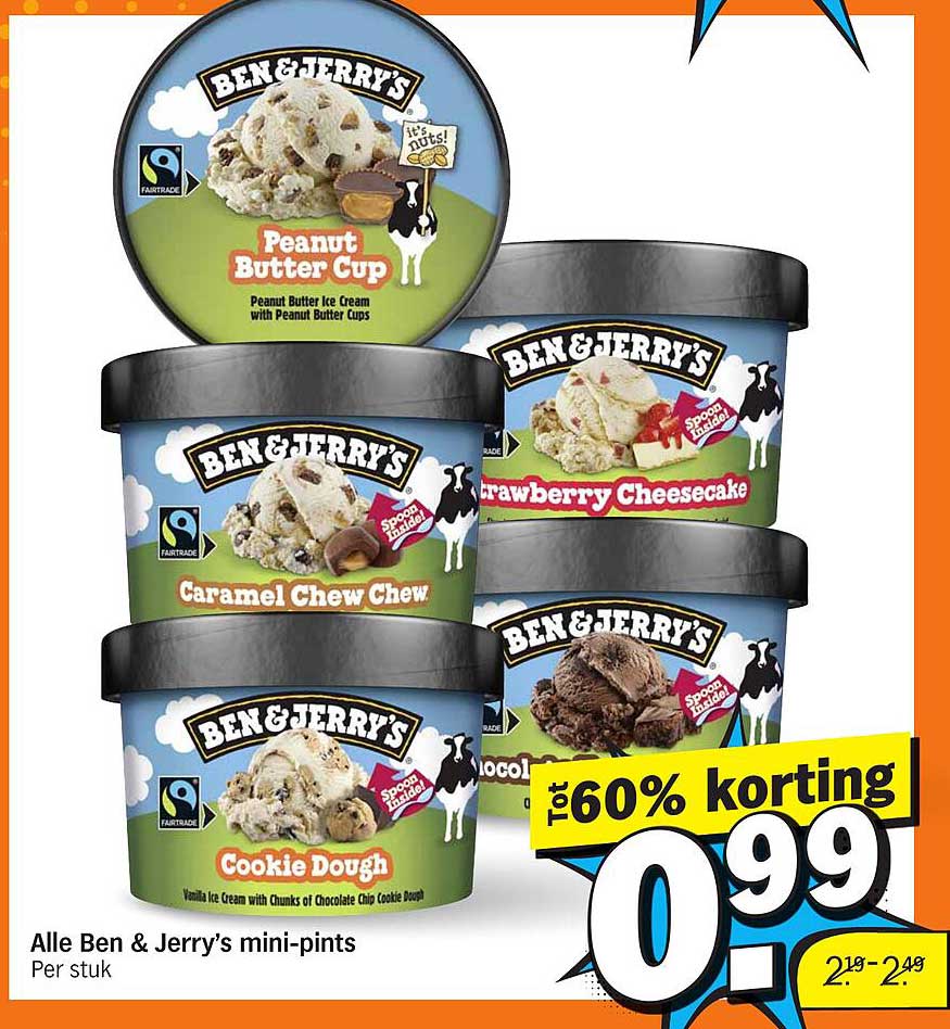 Alle Ben & Jerry’s Mini-Pints Aanbieding bij Albert Heijn - FolderFeest.nl