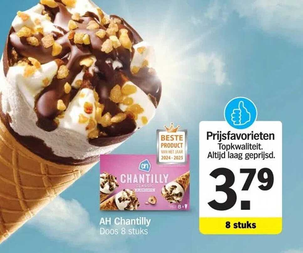 Ah Chantilly Doos 8 Stuks Aanbieding bij Albert Heijn - FolderFeest.nl