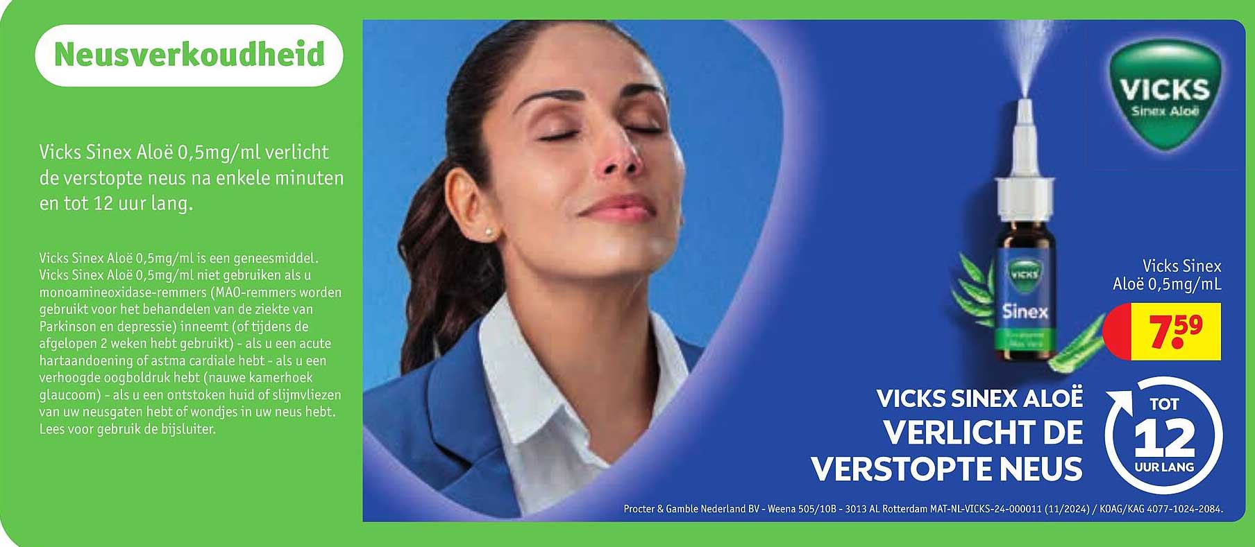 Vicks Sinex Aloë 0,5Mg/Ml Verlicht De Verstopte Neus Aanbieding bij ...