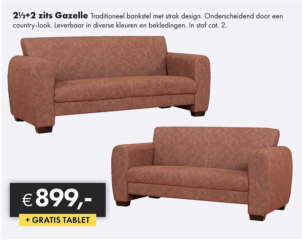 2½+2 Zits Gazelle Traditioneel Bankstel Met Strak Design Aanbieding bij ...