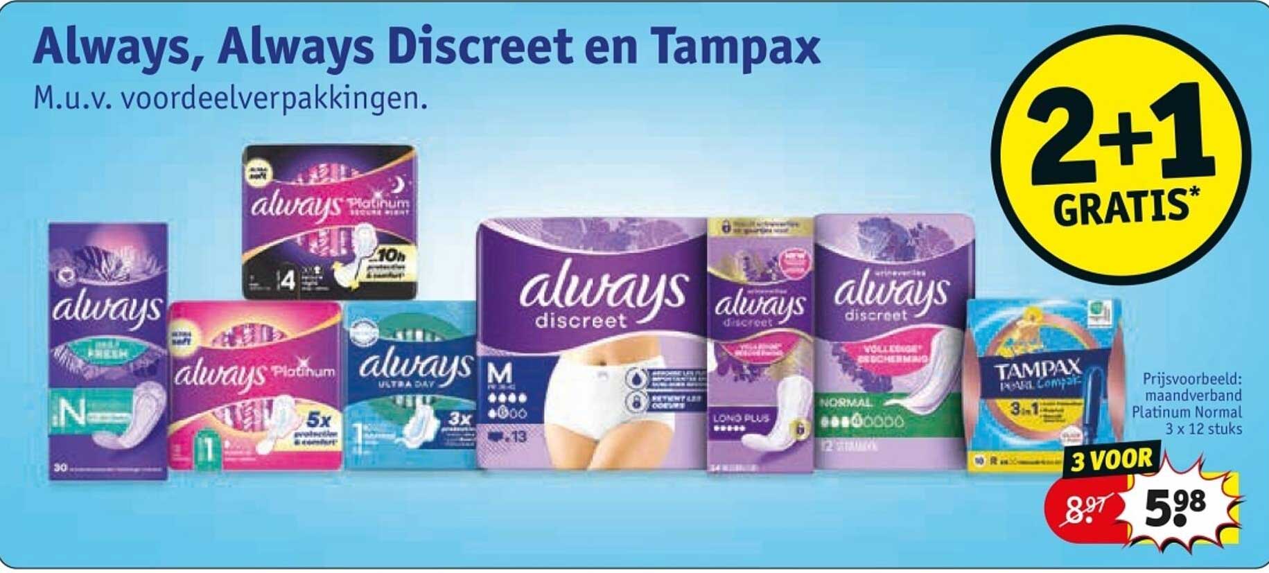 Always, Always Discreet En Tampax Aanbieding bij Kruidvat - FolderFeest.nl