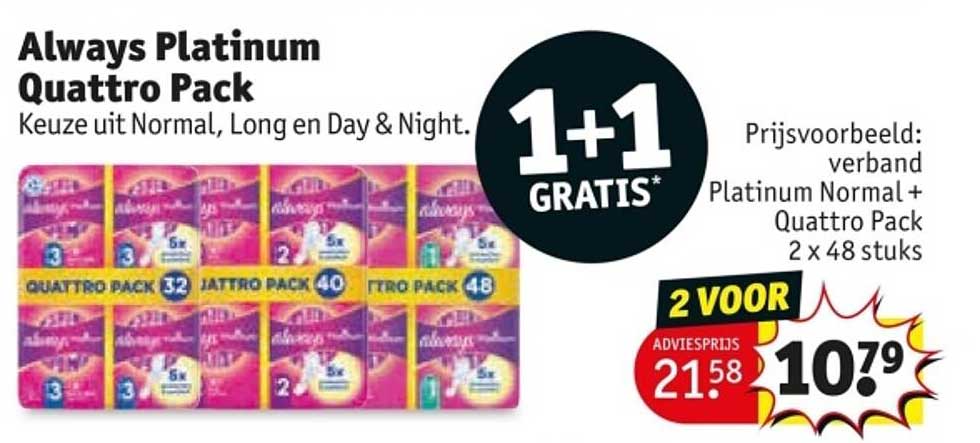 Always Platinum Quattro Pack Aanbieding bij Kruidvat - FolderFeest.nl