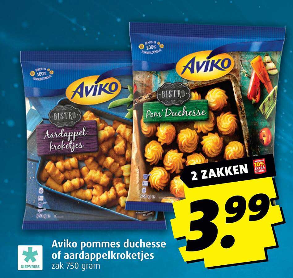 Aviko Pommes Duchesse Of Aardappelkroketjes Zak 750 Gram Aanbieding bij ...