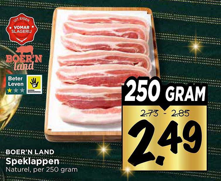 Boer'n Land Speklappen Naturel, Per 250 Gram Aanbieding bij Vomar ...