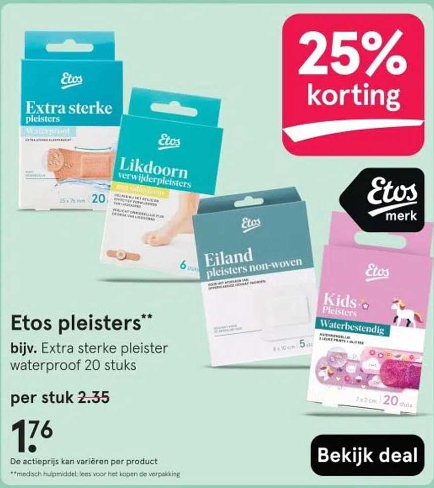 Etos Pleisters** Bijv. Extra Sterke Pleister Waterproof 20 Stuks ...