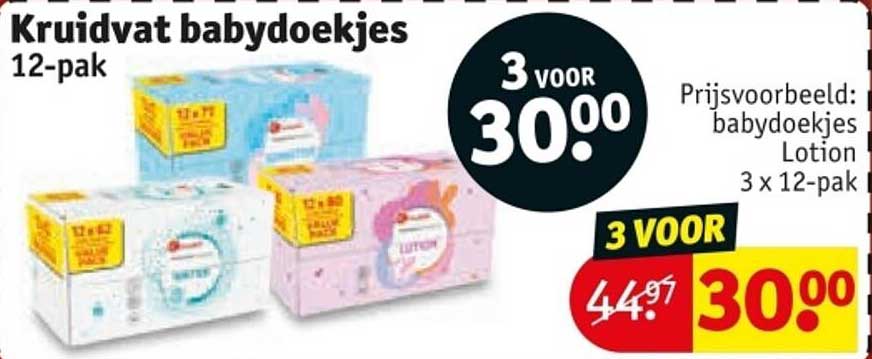 Kruidvat Babydoekjes 12-Pak Aanbieding bij Kruidvat - FolderFeest.nl