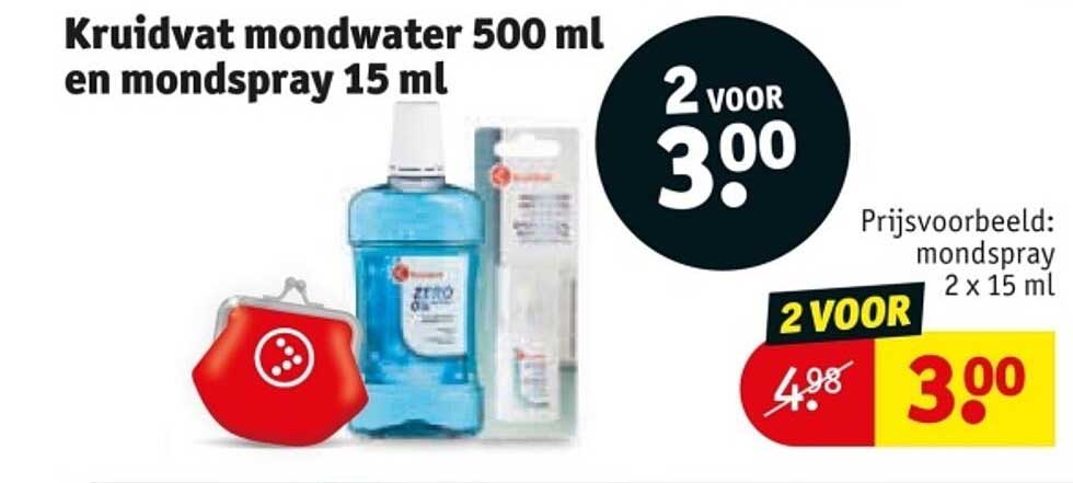 Kruidvat Mondwater 500 Ml En Mondspray 15 Ml Aanbieding bij Kruidvat ...