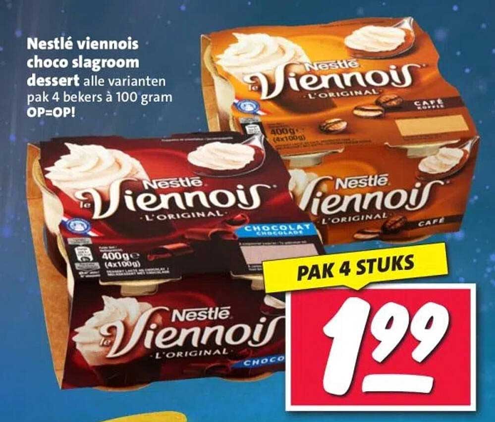 Nestlé Viennois Choco Slagroom Dessert Alle Varianten, Pak 4 Bekers À ...