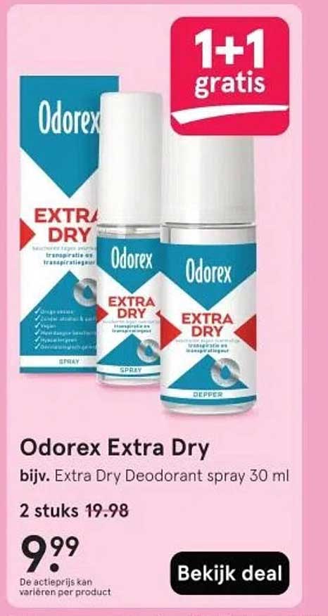 Odorex Extra Dry Bijv. Extra Dry Deodorant Spray 30 Ml 2 Stuks 19-98 ...