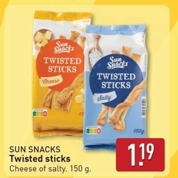 Sun Snacks Twisted Sticks Aanbieding bij ALDI - FolderFeest.nl