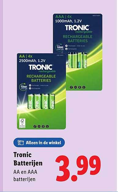 Tronic Batterijen Aa En Aaa Batterijen Aanbieding bij Lidl - FolderFeest.nl