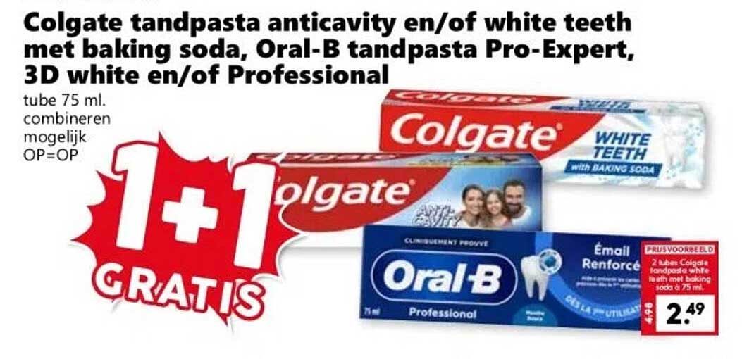 Colgate Tandpasta Anticavity En/Of White Teeth Met Baking Soda, Oral-B ...