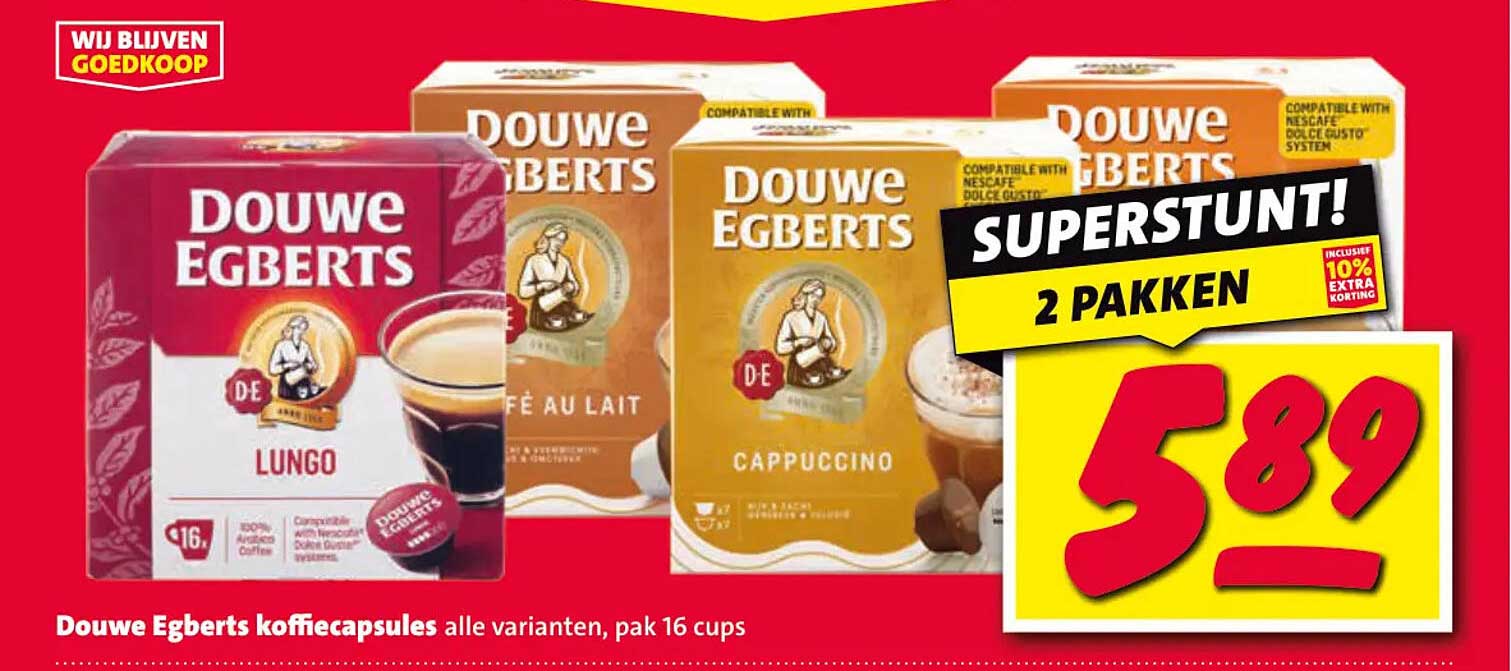 Douwe Egberts Koffiecapsules Alle Varianten, Pak 16 Cups Aanbieding bij ...