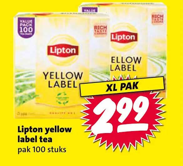 Lipton Yellow Label Tea Pak 100 Stuks Aanbieding bij Nettorama ...