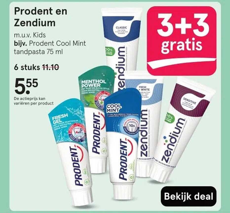 Prodent En Zendium M.u.v. Kids Bijv. Prodent Cool Mint Tandpasta 75 Ml ...