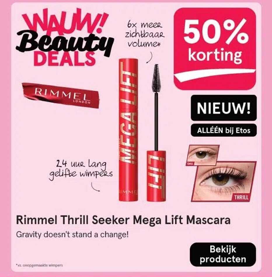 Rimmel Thrill Seeker Mega Lift Mascara Aanbieding bij Etos - FolderFeest.nl