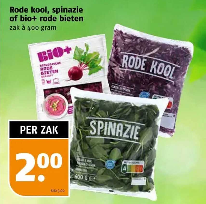 Rode Kool, Spinazie Of Bio+ Rode Bieten Aanbieding bij Poiesz ...