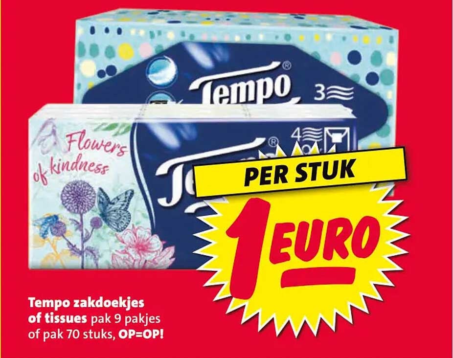Tempo Zakdoekjes Of Tissues Pak 9 Pakjes Of Pak 70 Stuks, Op=Op ...