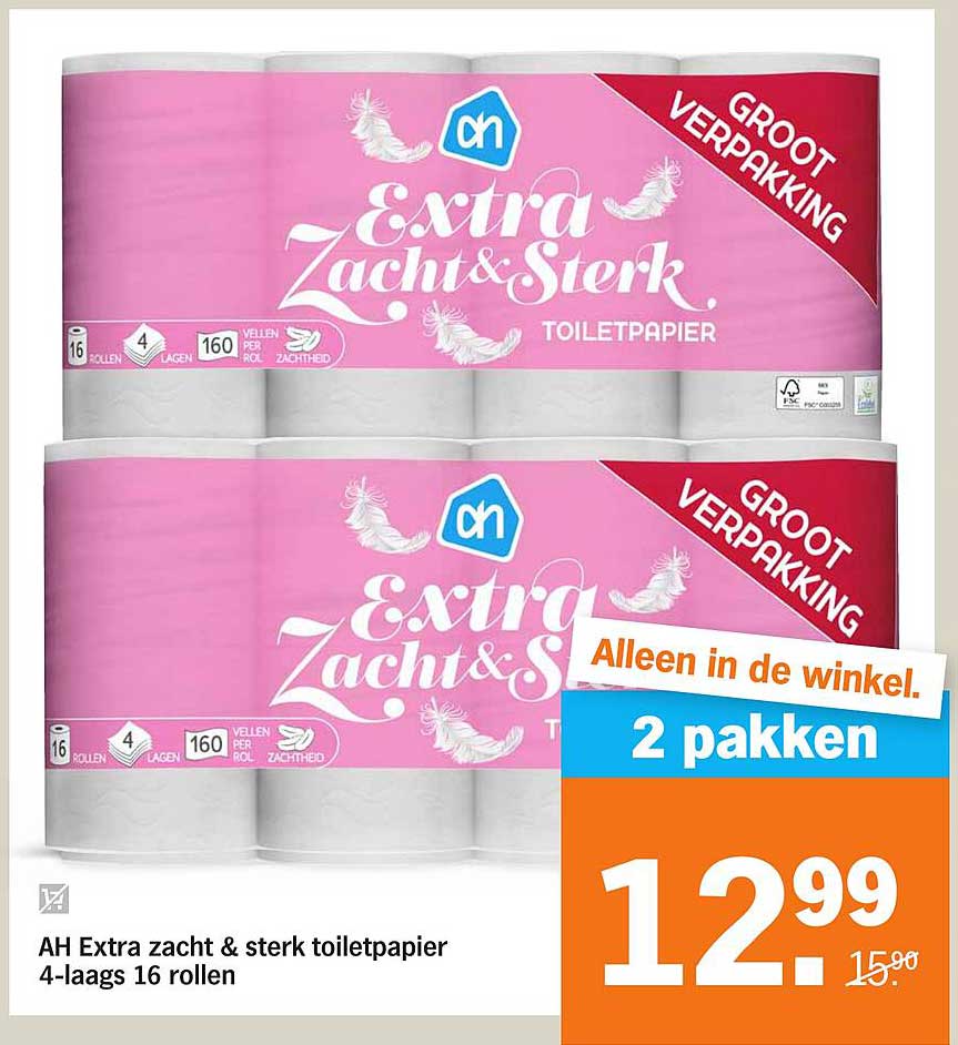 Ah Extra Zacht & Sterk Toiletpapier Aanbieding bij Albert Heijn ...