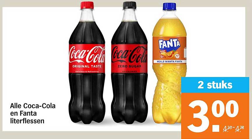 Alle Coca-Cola En Fanta Literflessen aanbieding bij Albert Heijn