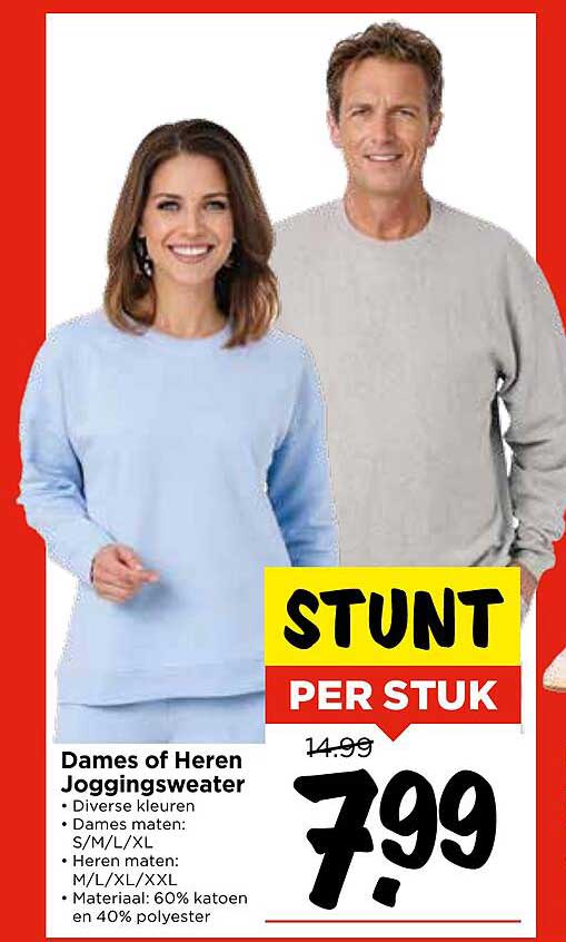 Dames Of Heren Joggingsweater Aanbieding bij Vomar - FolderFeest.nl