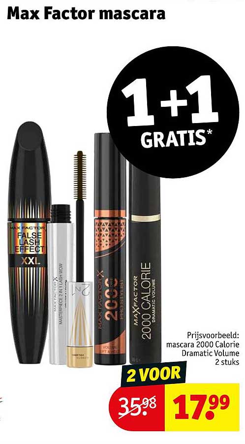 Max Factor Mascara 1+1 Gratis* aanbieding bij Kruidvat