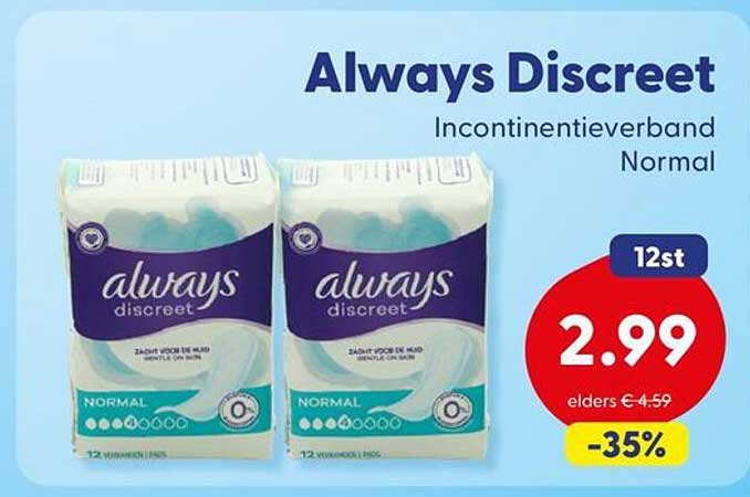 Always Discreet Incontinentieverband Normal Aanbieding bij Die Grenze ...